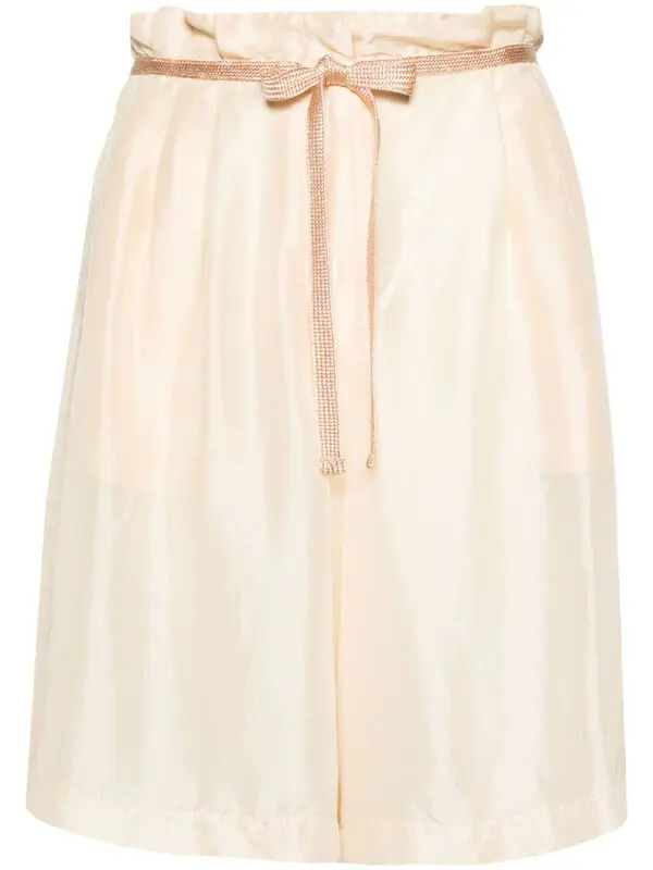 FORTE_FORTE Wide-leg Silk Shorts - Neutrals