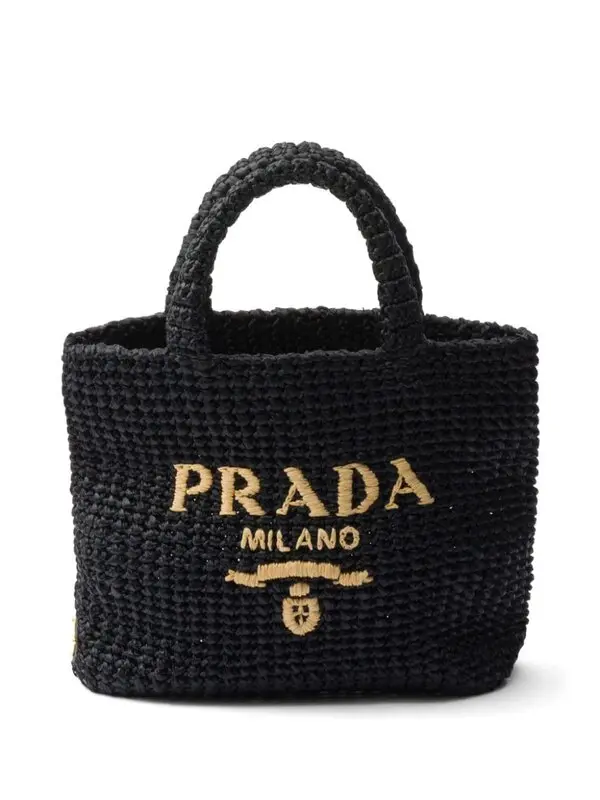 Prada Small Crochet Tote Bag - Black