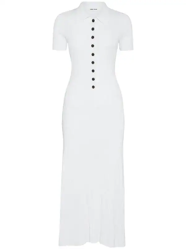 Anna Quan Penelope Ribbed Midi Shirt Dress White Editorialist