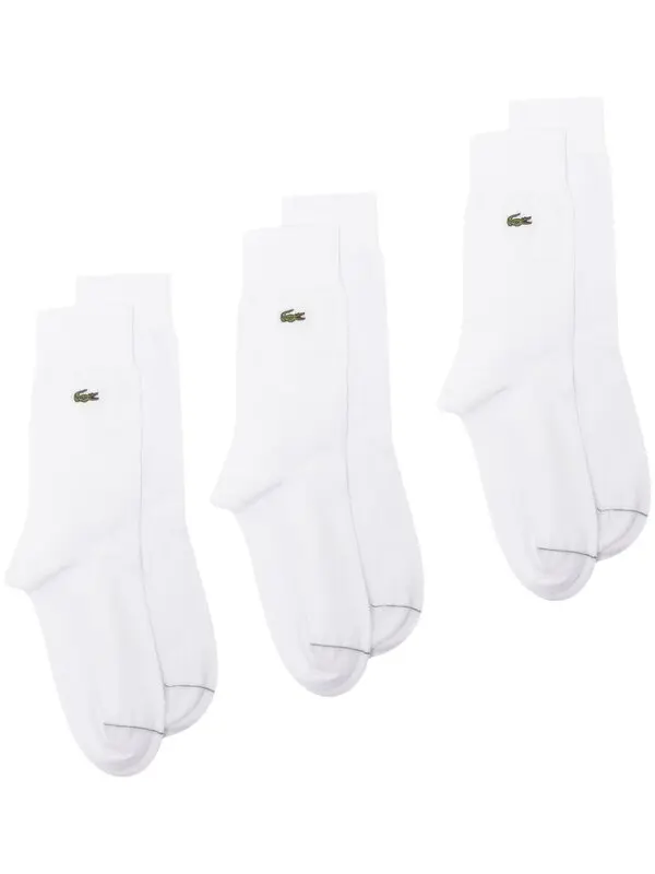 Lacoste Logo-embroidered Socks - White