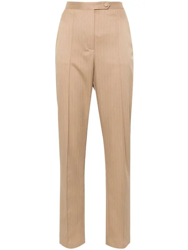 STYLAND Pinstriped High-waist Tapered Trousers - Neutrals