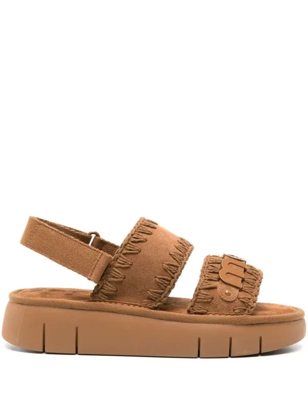 Mou Bounce Suede Flatform Sandals - Brown