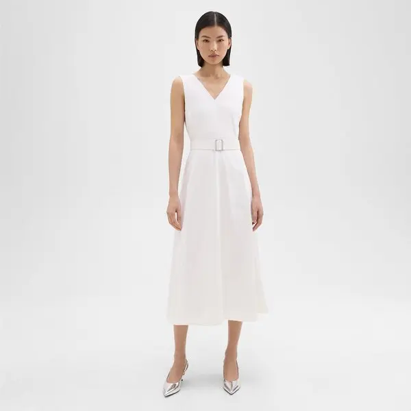 Theory V-neck Volume Dress - White