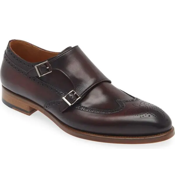 Magnanni Jade Wingtip Double Monk Strap Shoe - Burgundy | Editorialist