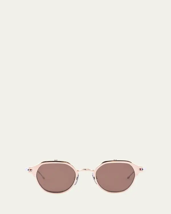 Thom Browne Titanium Round Clip-on Sunglasses - Rose Gold