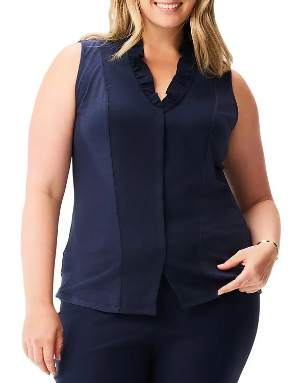 NIC+ZOE Ruffled Tank - Dark Indigo