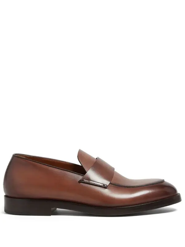 Zegna Torino Leather Loafers - Brown
