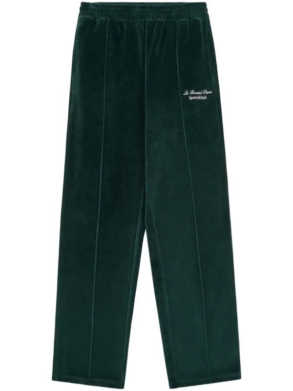 SPORTY & RICH Faubourg Velour Track Pants - Green