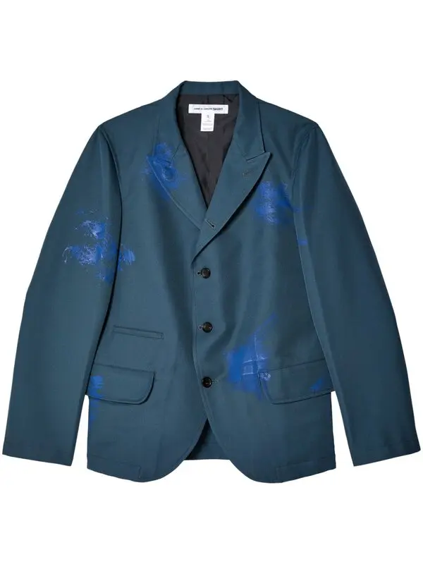 Comme Des Garçons Paint-splatted Single-breasted Blazer