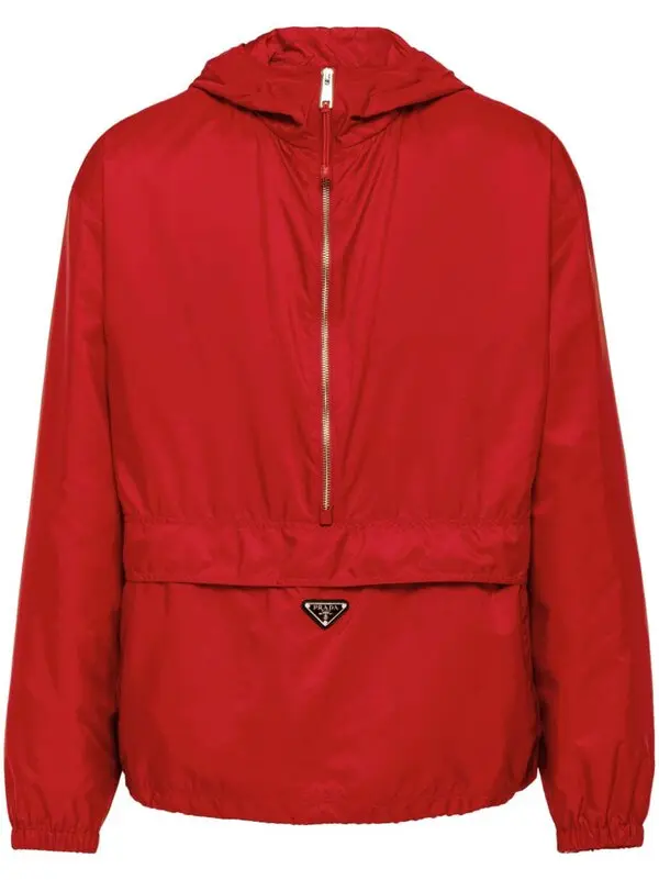 Prada Enamel-logo Hooded Jacket