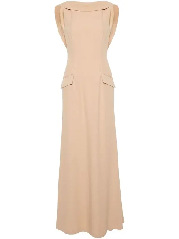 Alberta Ferretti Ruffled Flared Maxi Dress - Neutrals