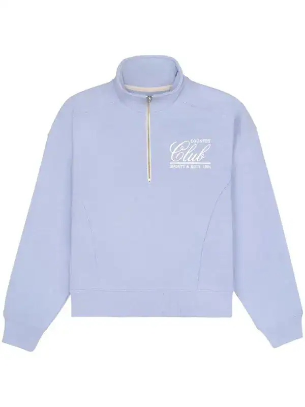 Sporty & Rich Country Club Half-Zip Sweatshirt - Purple | Editorialist