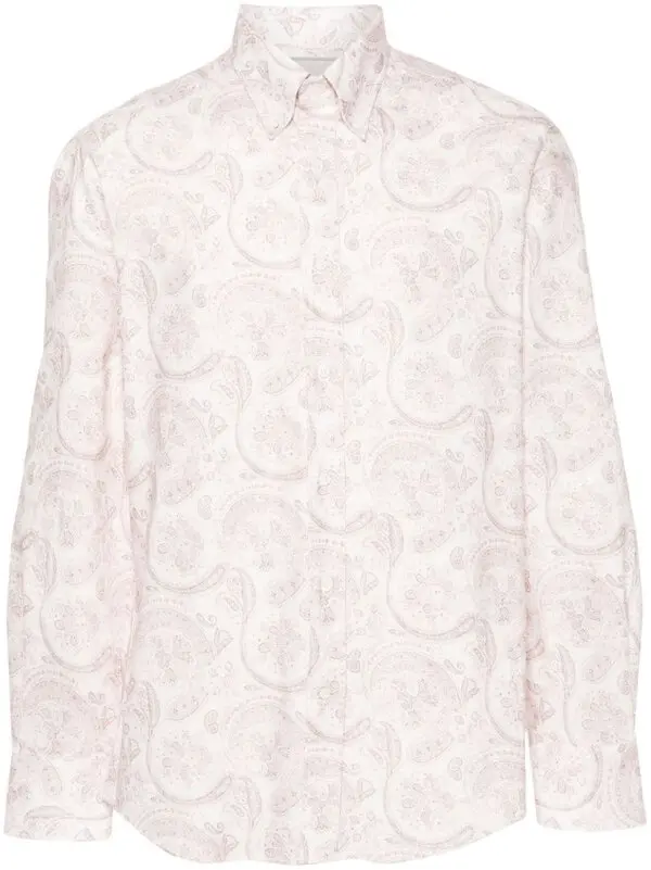 Brunello Cucinelli Paisley-print Cotton Shirt - White