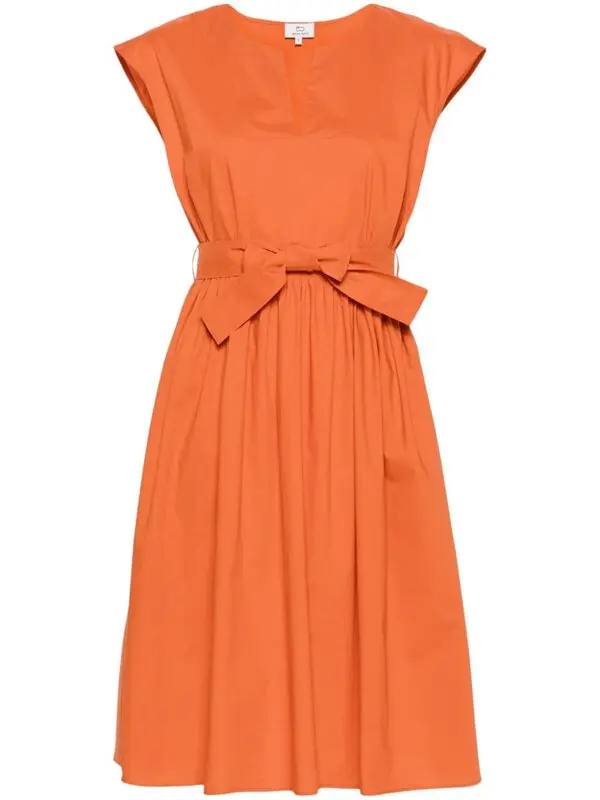 Woolrich V-neck Poplin Midi Dress - Orange
