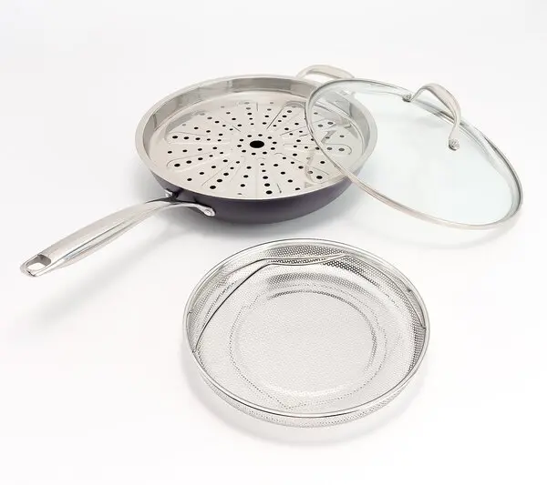 FABIO VIVIANI As Is 5-qt Everyday Pan With S/s Inserts&lid