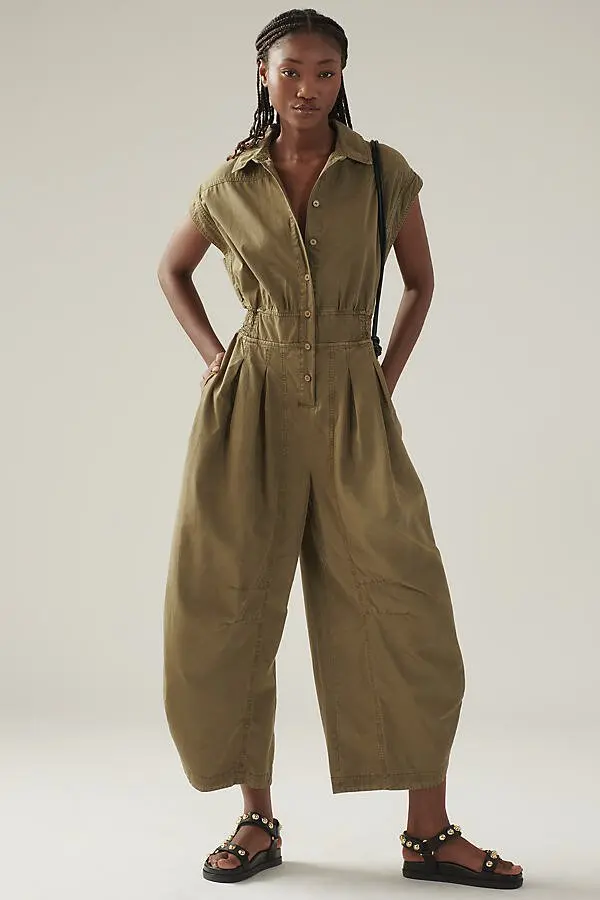Anthropologie Shirting Parachute Jumpsuit - Moss