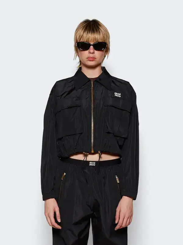 Miu Miu Technical Silk Blouson Jacket - Black | Editorialist