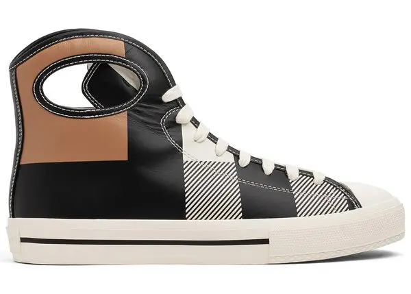 Burberry Larkhall Leather High-top Sneakers - Black/brown/white