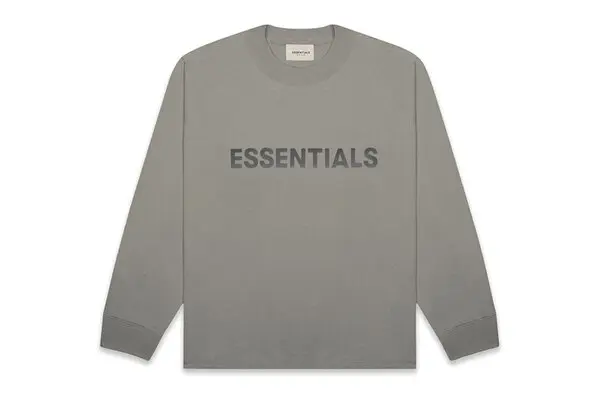 Fear Of God Essentials Boxy Long Sleeve T-shirt Applique Logo - Cement
