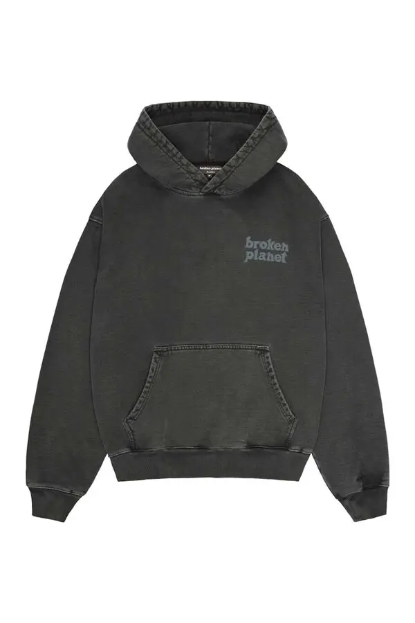 BROKEN PLANET Basics Hoodie - Washed Soot Black