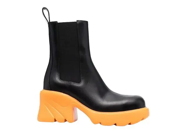 Bottega Veneta Flash Boots - Black/tangerine