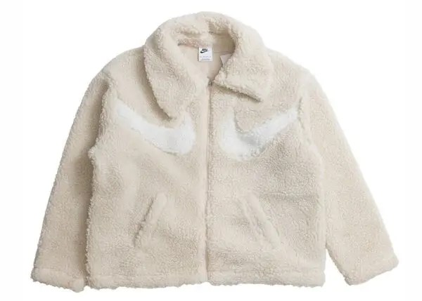 Nike Sherpa Full-zip Jacket - Beige/white