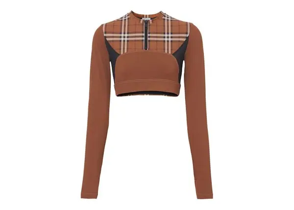 Burberry Checked Stretch-jersey Cropped Top