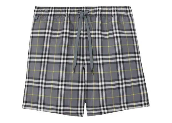Burberry Check Drawcord Swim Shorts - Storm Grey