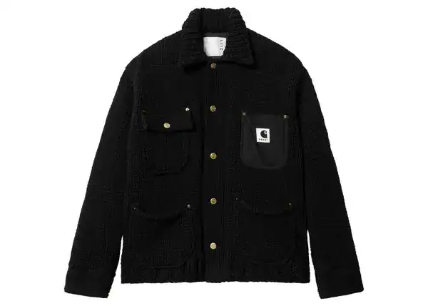 Sacai X Carhartt Wip Knit Michigan Jacket - Black | Editorialist