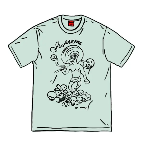 Supreme Daniel Johnston Kill Em All Tee Shirt - Light Teal