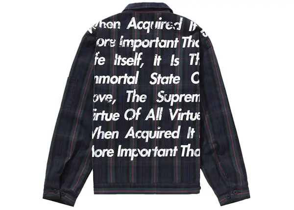 Supreme Junya Watanabe Cdg Printed Work Jacket - Navy Blue Plaid