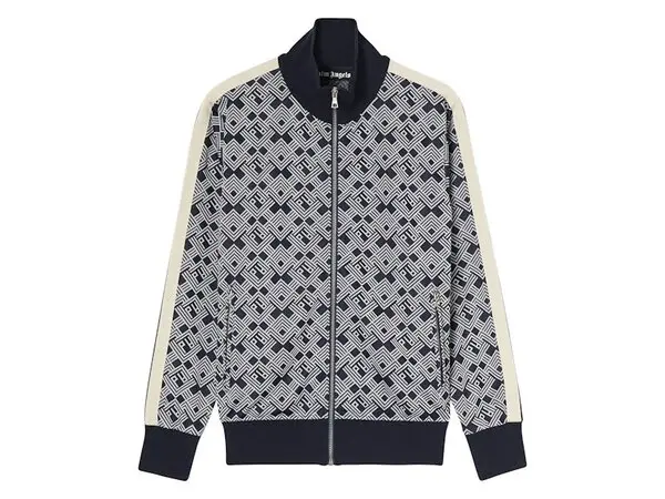 Palm Angels Monogram Track Jacket - Navy Blue/off White