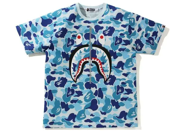 BAPE Big Abc Camo Shark Tee Shirt - Blue
