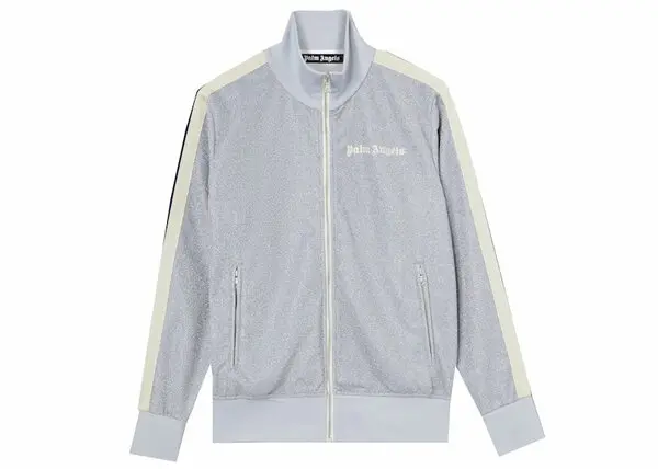 Palm Angels Lurex Track Jacket - Silver/off/white