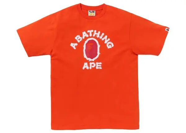 BAPE Brush College Tee Shirt - Orange