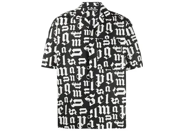 Palm Angels Monogram Bowling Shirt - Black