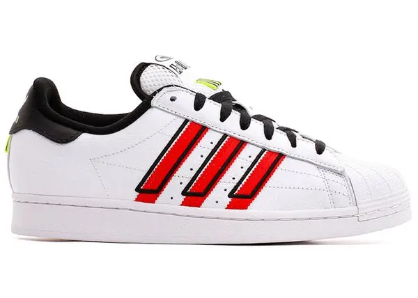Adidas Superstar Outlined Stripes Sneakers - Cloud White/vivid Red/solar Yellow
