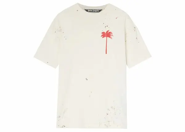 Palm Angels Palm Tree Painted T-shirt - Off White/red