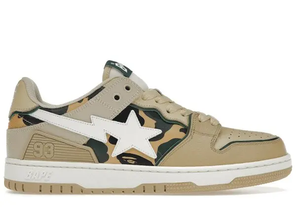 BAPE A Bathing Ape Sk8 Sta Sneakers - Beige/green