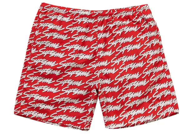 Supreme Signature Script Logo Water Short - Red