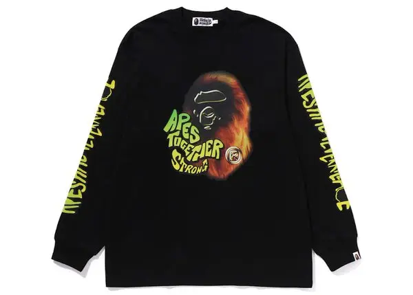 BAPE Sport Graphic Long Sleeve Tee Shirt - Black