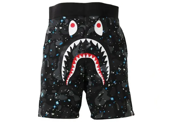 BAPE Space Camo Shark Sweat Shorts - Black
