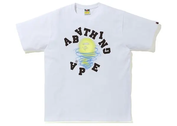 BAPE Storm Broken College Tee Shirt - White/black