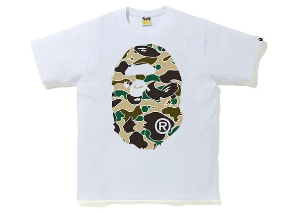 BAPE Sta Camo Big Ape Head Tee Shirt - White/yellow