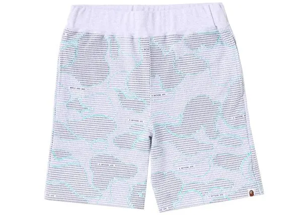 BAPE Text Code Camo Sweat Shorts - Gray