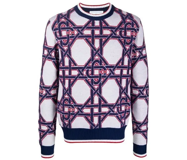 Casablanca Intarsia Knit Logo Jumper - Red/white/blue