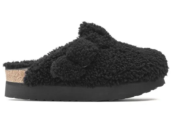 BIRKENSTOCK Boston Big Buckle Shearling Clogs - Teddy Black