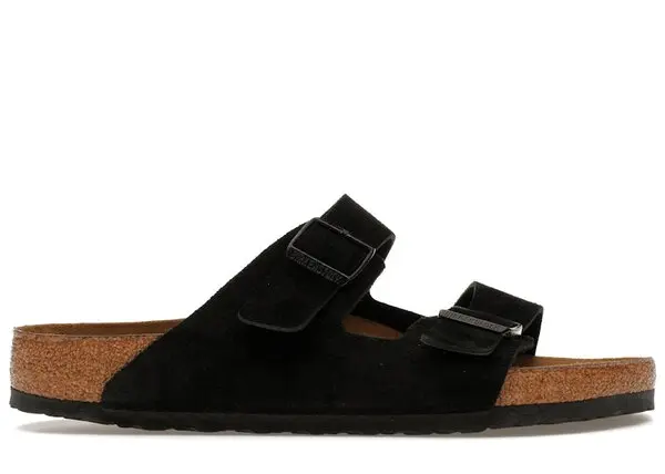 BIRKENSTOCK Arizona Soft Footbed Suede Sandals - Black