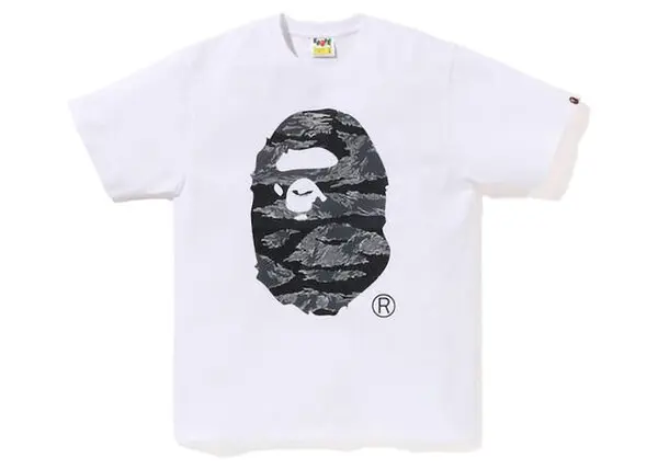 BAPE Tiger Camo Ape Head Tee Shirt - White