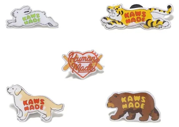 HUMAN MADE X Kaws Pin Badge Set